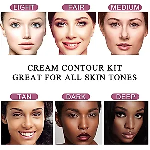 Youngfocus Cosmetics Cream Contour Best 8 Colors Contouring Foundation - Highlighting Makeup Kit/Concealer Palette - Vegan, Cruelty Free and Hypoallergenic - Instruction Manual（Face Blushes）