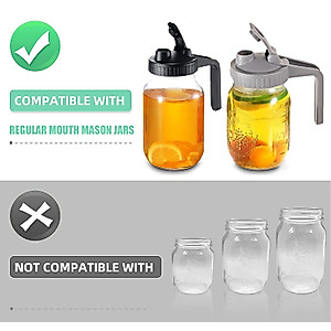 CONNYAM 4 Pack Mason Jar Flip Cap Lids with Handle, Compatible with Ball & Kerr, Airtight and Leak-Proof Seal, Easy Pouring Spout, Turns Jars into Pitchers