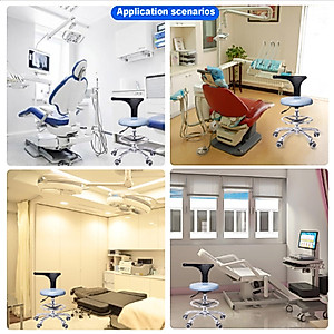 SFKLYU Dental Stool Dental Chair Assistant Stool 360° Rotation Armrest Dental PU Leather Backrest for Office Kitchen Dentist Shop Lab and Home,50~70cm