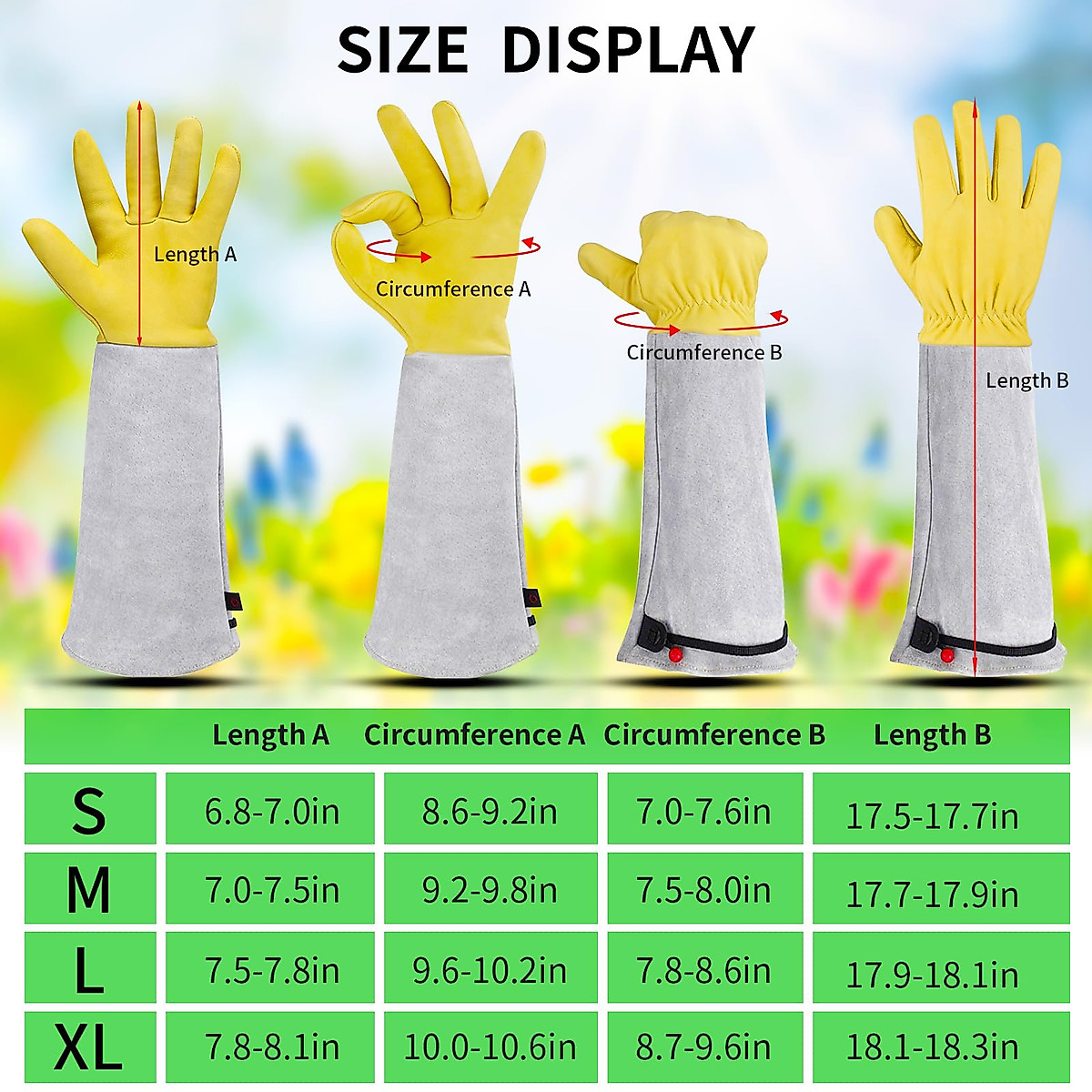 Supersfel Gardening Gloves for Women/Men, Rose Pruning Thorn-Proof Gloves Long Leather Garden Gloves with Adjustable Cuff, Ladies Light Protective Gloves for Yard & Outdoor Work