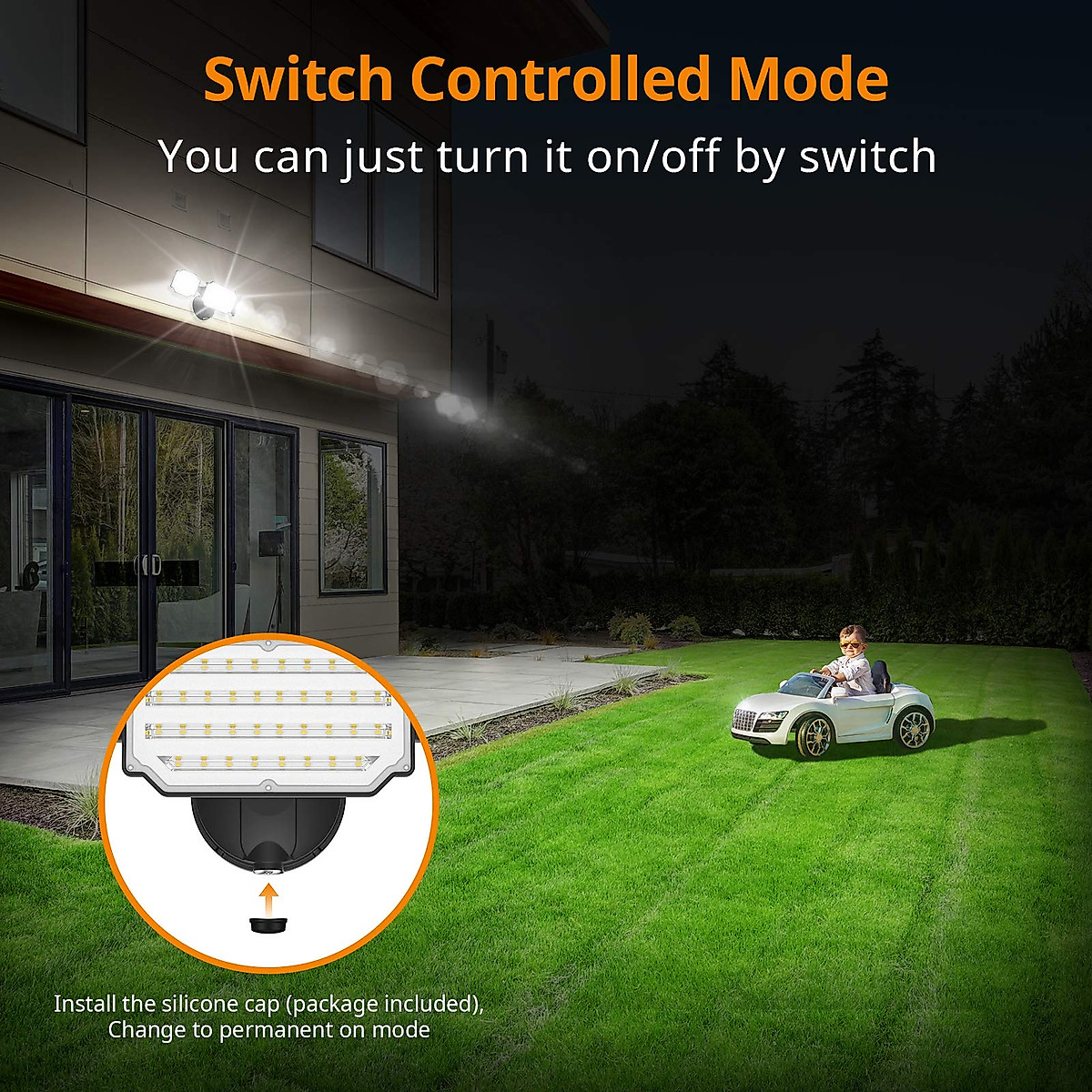 LEPOWER 4500LM LED Flood Light Outdoor Dusk to Dawn, 45W Security Lights Outdoor with 3 Adjustable Heads, IP65 Waterproof, 5000K, Photocell Flood Light Fixture for Garage, Patio, Yard