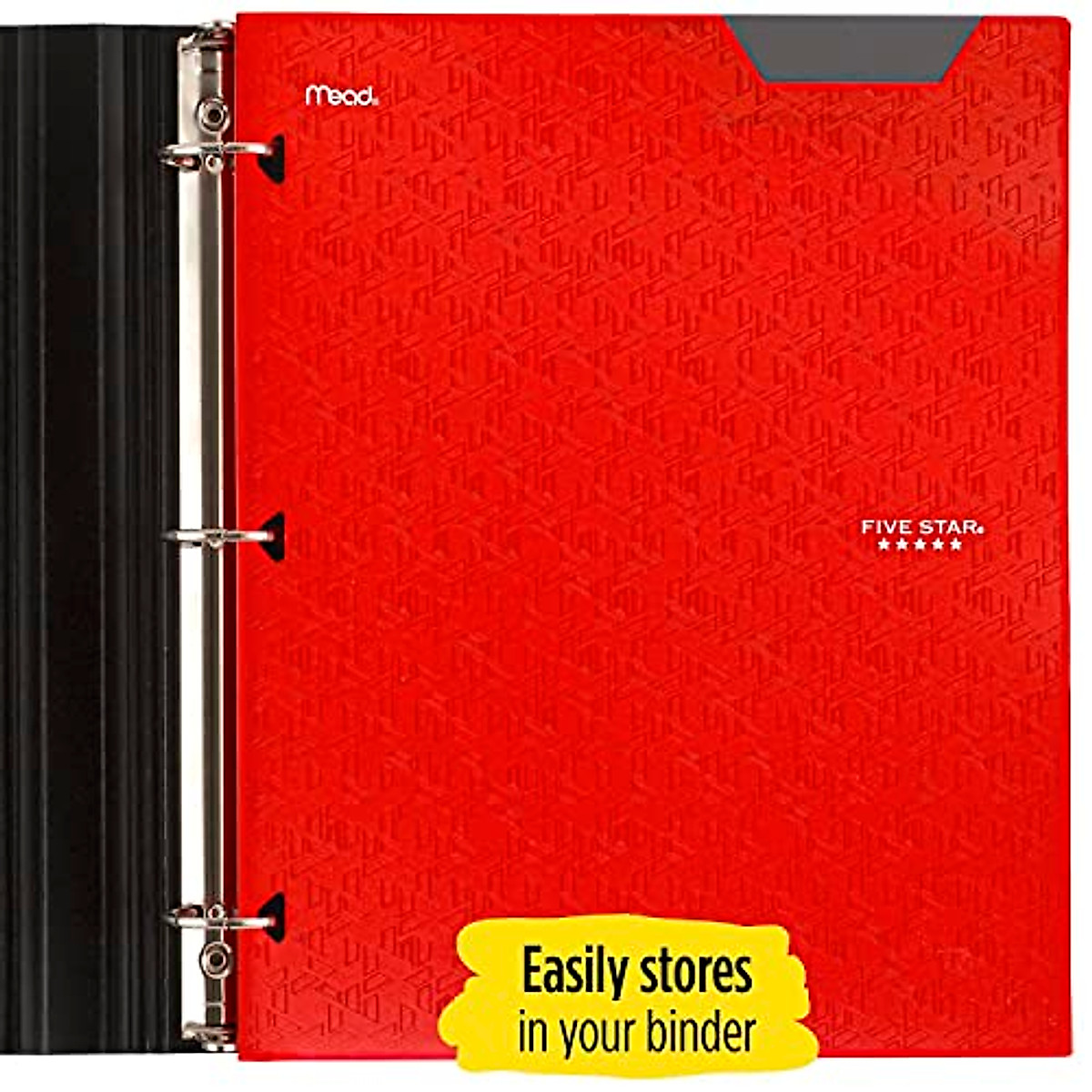 Five Star 2-Pocket Folder, Plastic Folders with Stay-Put Tabs, Fits 3-Ring Binder, Holds 8-1/2” x 11" Paper, Writable Label, Assorted Colors (38065), 4 Count (Pack of 1)