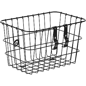 Retrospec Apollo X Steel Large Front Bike Basket - Fixed Struts, Weather-Resistant Steel, Reinforced Handlebar Clamps, and Adjustable Legs