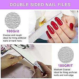 20PCS Nail File Buffer Set for Natural Nails,100 180 Grit Nail File,4 Sides 120 Grit Sanding Buffer Nail Block for Gel Acrylic Nails Professional Manicure Tool,Purple