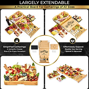 MARVELHAUS Large Charcuterie Board 19 pcs accessories, Cheese Board With Mountain Scene, Cheese Board & Knife Set, Bamboo Charcuterie Boards, Cheese Servers-Unique House Warming New Home, Wedding Gift