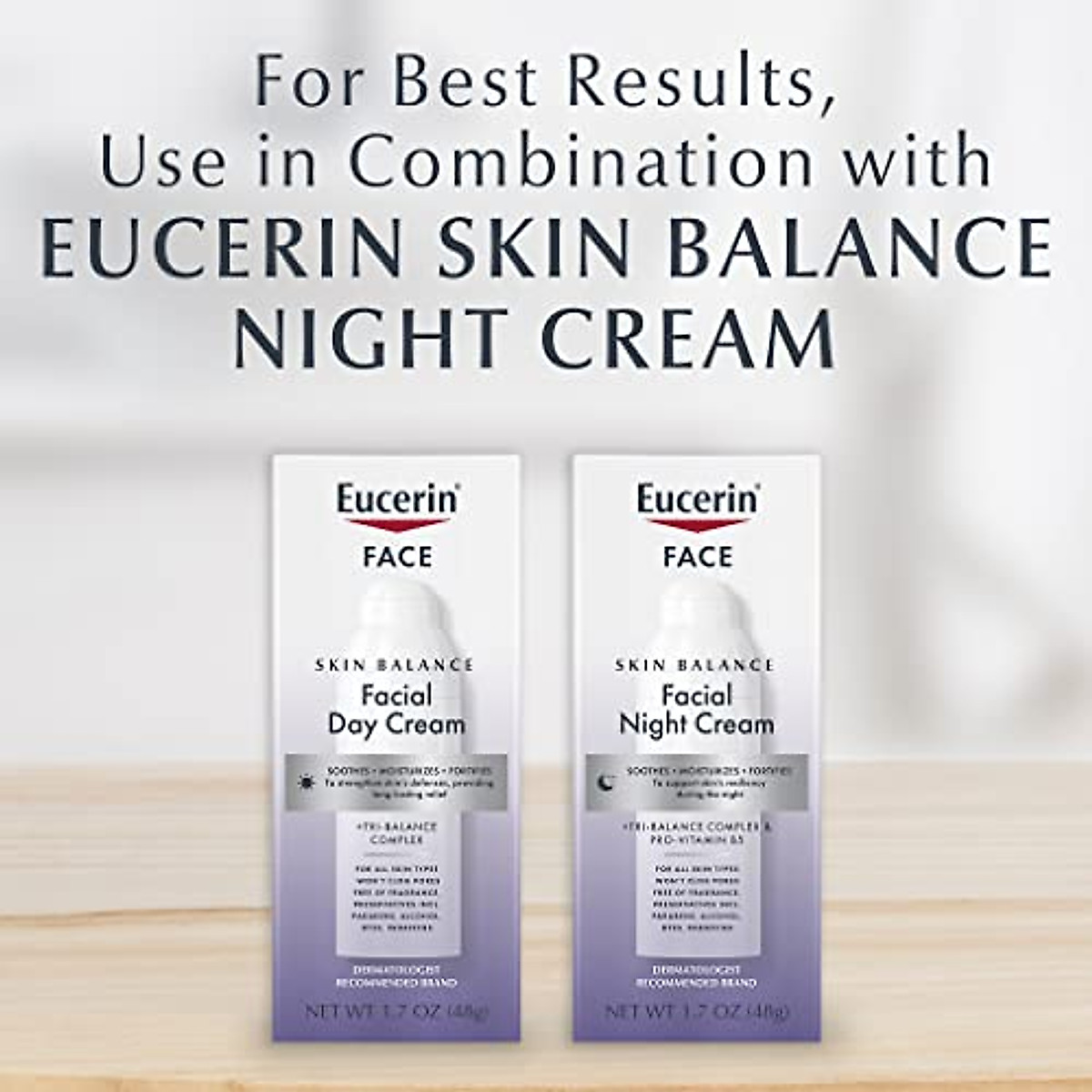 Eucerin Skin Balance Day Cream, Sensitive Skin Face Moisturizer Enriched with Tri-Balance Complex, 1.7 Oz Bottle