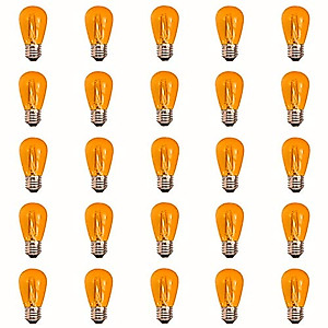 EZLS 25 Amber S14 LED Filament Bulbs - Patio String Light Replacement Bulbs