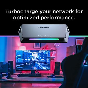 D-Link 6-Port 10Gb & 2.5Gb Unmanaged Gaming Switch with 1 x 10G, 5 x 2.5G - Multi-Gig, Network, Fanless, Plug & Play, Colored Indicator (DMS-106XT)
