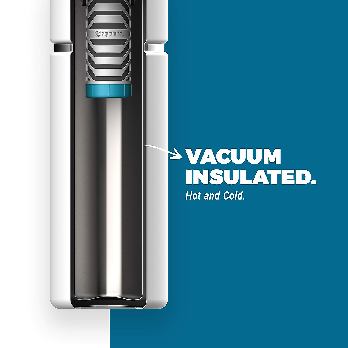 Aquamira Shift Filtered Water Bottle with Everyday Filter - Insulated and BPA-Free for Hiking, Camping, Backpacking, Travel and Emergency Survival Preparedness (Blue, 24oz)