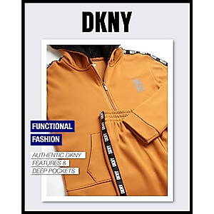 DKNY Boys' Sweatsuit Set - 2 Piece Fleece Sweatshirt and Jogger Sweatpants (Size: 4-12), Size 5, Meerkat