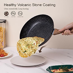 Leetaltree Nonstick Cookware Sets - 16 Pieces Pots and Pans with Utensils and Steamer, Nonstick Cast Aluminum Kitchen Cookware with Bakelite Handles, Non Toxic, PFOS/PFOA Free (Black)