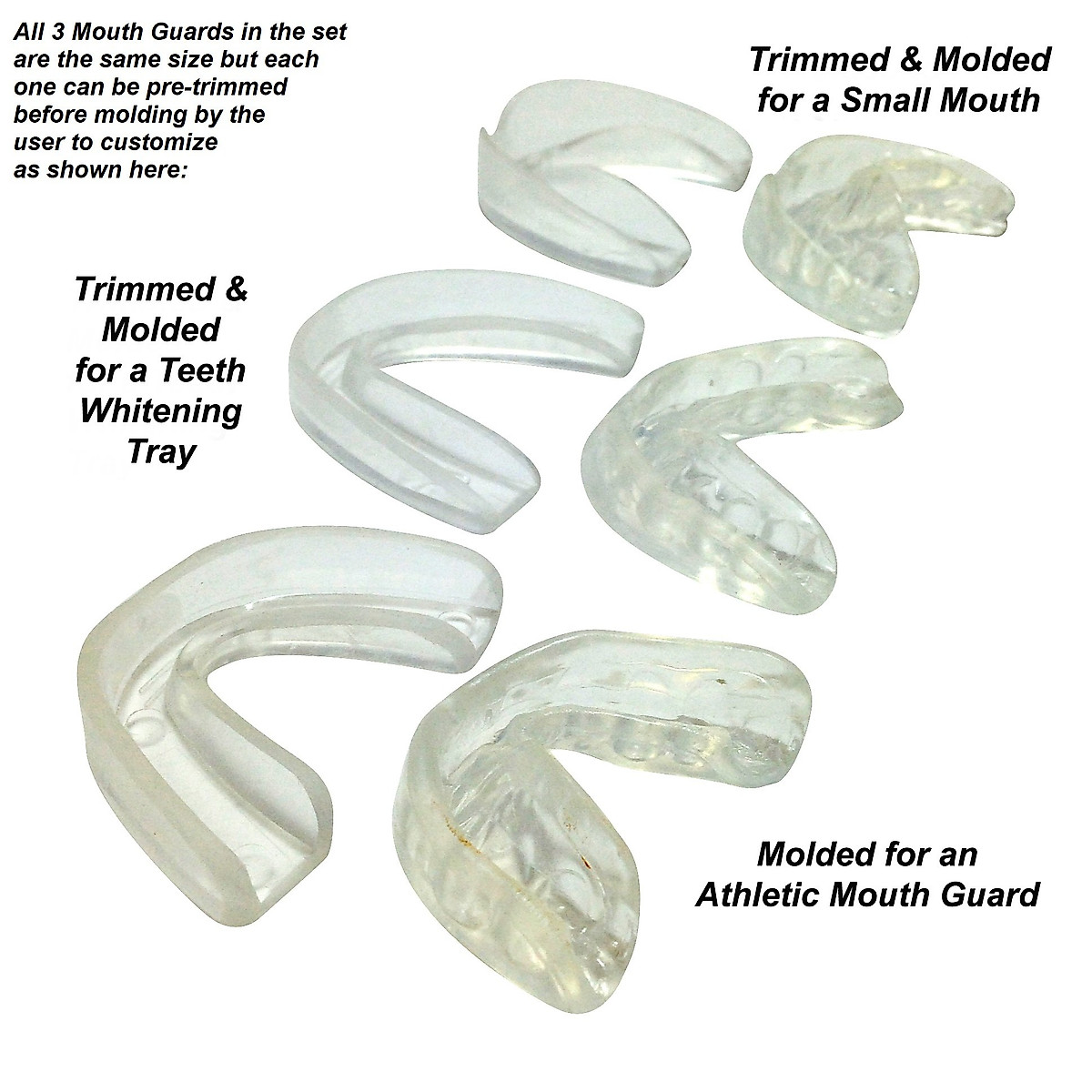 Professional Mouth Guard for Grinding Teeth - 6 Customizable Dental Guards - 2 Sizes, USA Made, BPA Free, Eliminate Bruxism, Teeth Clenching, Also for Sports & Teeth Whitening
