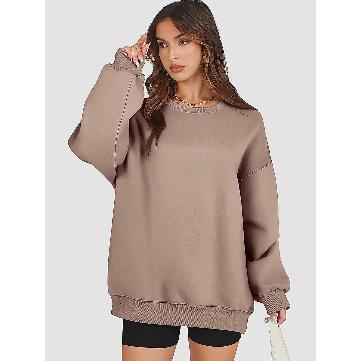 ATHMILE Girls' Fashion Oversized Sweatshirt Crewneck Fleece Long Sleeve Pullover Hoodies Tops Fall Outfits 2024 Clothes-S