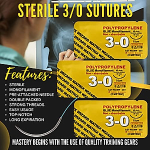 Sterile Suture Thread with Needle Plus Disposable Preloaded 55 Wire Stapler Tool - Medics, EMT, Nursing First Aid Surgical Suture Practice Kit; Outdoor Emergency Wound Training Set; Vet Use