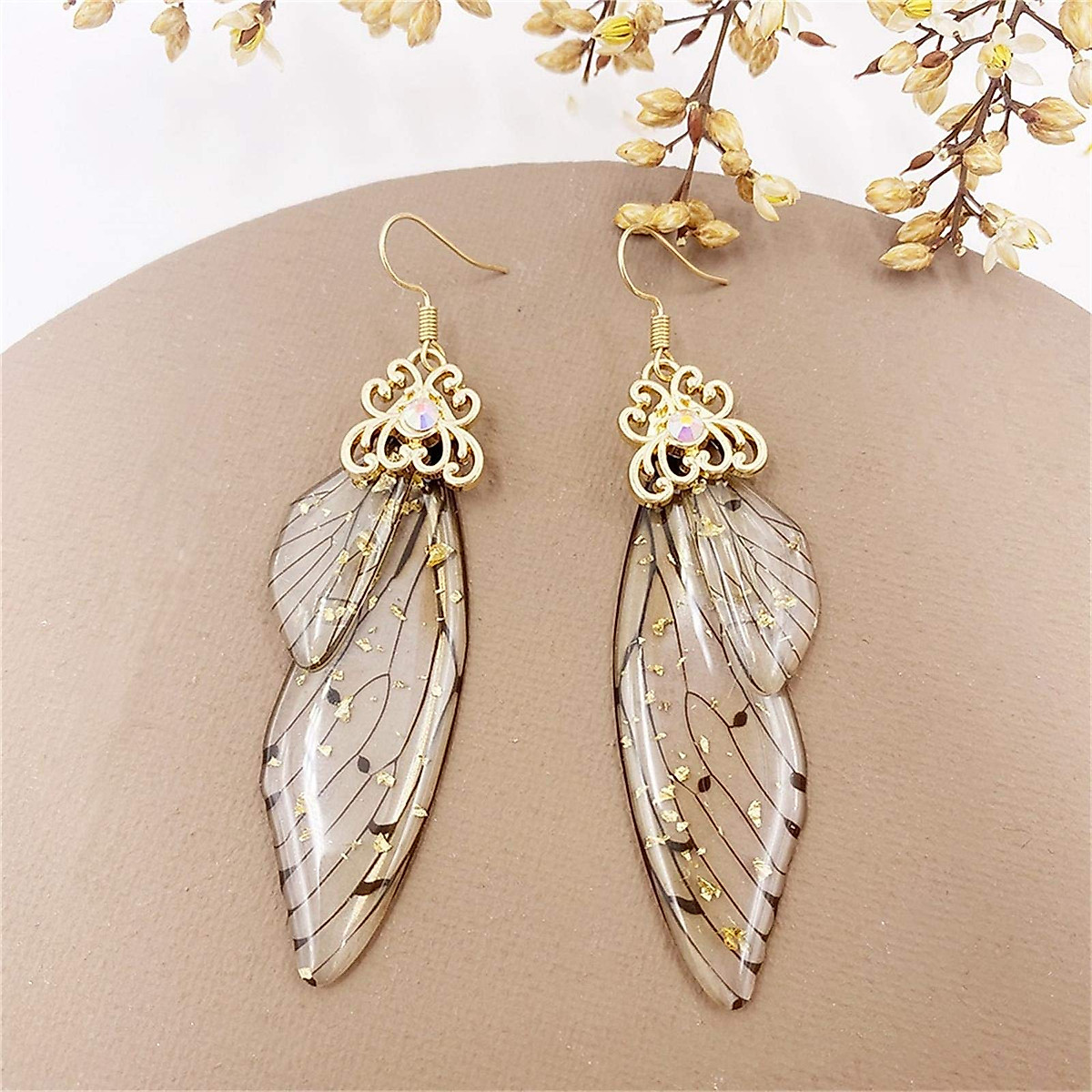 Unique Colorful Butterfly Dangle Earrings for Women Multicolored Simulation Butterfly Wing Hook Earrings Fashion Insect Drop Earrings for Summer Wedding Birthday Party Gift - white