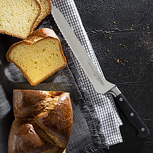 Messermeister Meridian Elite 8” Scalloped Offset Knife - Fine German Steel Alloy Blade - Rust Resistant & Easy to Maintain