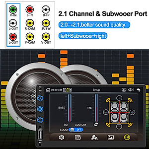 Double Din Car Stereo with Bluetooth,Compatible with Apple CarPlay & Android Auto,7 Inches HD Touchscreen Car AM/FM Radio Audio Receiver with Reverse Camera,Front Microphone,Voice Control,AUX /SWC/USB