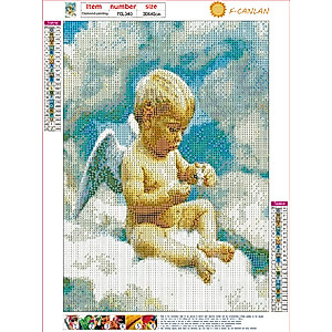 F-CANLAN Round Full Drill Diamond Painting Set, 5D DIY Angel Boy Diamond Art Kits Angel Baby Diamond Painting with Gem for Beginner Little Angel Paint with Diamonds for Room Decor (12X16 inches)