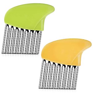 maxin Crinkle Cutter, Waffle Fry Cutter Stainless Steel Wavy Cutter, Crinkle Cutter for Veggies, Potato, Carrots, Butter Lettuce, French Fry, Fruit, 2PCS(Green&Yellow)