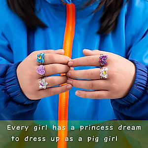 SkyWiseWin Childrens Pretend Play Jewelry Rings 30 PCS Jewelry Adjustable Ring and Festival Dress Up Flash Rhinestone Heart Rings for Kids