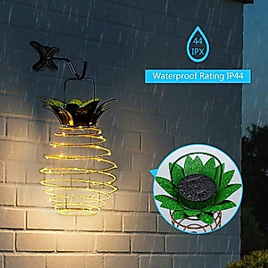 2 Pack Outdoor Decorative Solar Lights 24 Bright LED Pineapple Hanging Lanterns Waterproof for Garden, Corridor, Courtyard, Party Decor (Warm White)