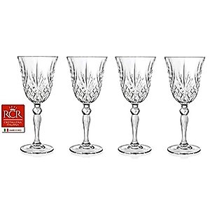 RCR Cristalleria Italiana Crystal Glass Drinkware Set (Wine Goblet (7.25 oz) - 4 Piece)