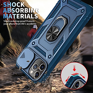 DAWEIXEAU Case for iPhone 11 Pro, Shockproof Impact Resistant with Slide Lens Protective Cover Case for iPhone 11 Pro (5.8 inch) (Blue)