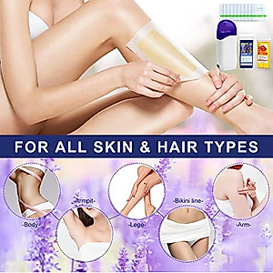 Roll on Wax, Waxing Kit for Women, Roll on Wax Warmer Kit, Roller Waxing Kit for Women & Men Sensitive Skin (White-Blue)