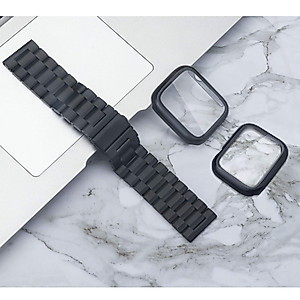 Bekomo Compatible with Apple Watch Band 49mm 44mm 45mm 42mm 40mm 38mm 41mm, Stainless Steel Metal XL large iWatch Bands with 2 Pack Tempered Glass Screen Case for Series Ultra 87654321SE for