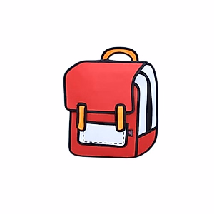 3D Jump Style Comic Book bag, 2D Cartoon Drawing Backpack, Creative Anime Cartoon School Bag for School Students Girls (Red)