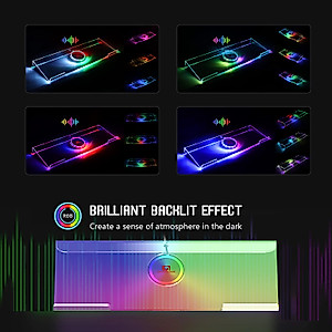 SELORSS Computer Keyboard Stand for Desk, Clear Acrylic Keyboard Tray 366 RGB LED Backlit, Keyboard Riser with USB Interface,Desk Riser for Easy Ergonomic Typing and Working at Home&Office