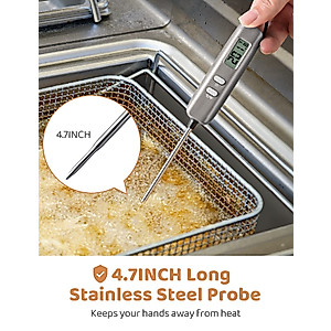 Digital Meat Thermometer, Candy Thermometer for Cooking, Instant Read Food Thermometer with 4.7 Inch Long Probe, Kitchen Thermometer with Protect Sheath Auto-shutoff for Turkey Grill Oven BBQ Smoker