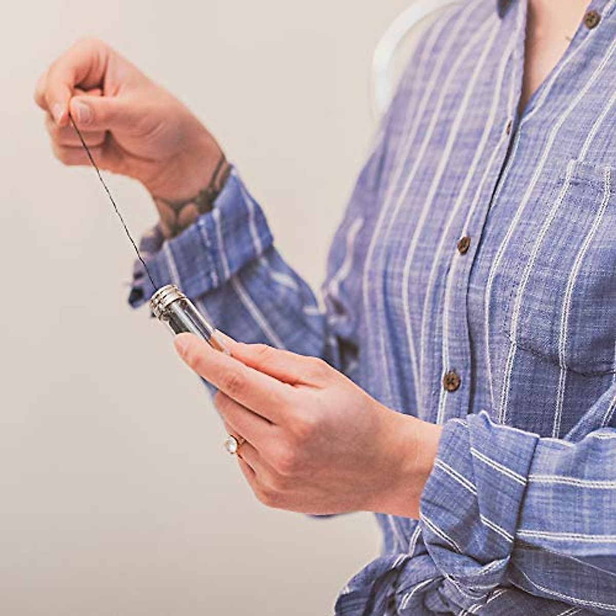 Bamboo Charcoal Floss - Reusable Container with Floss Refills - 99 Yards - Plant-Based Candelilla Wax Floss with Natural Mint Flavoring - Vegan Floss - 3X Floss Refills