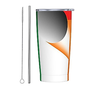 VKKOEWL Ireland Flag LGBTQ Pride Rainbow Stainless Steel Insulated Tumbler 20 Oz Travel Water Bottle Coffee Mug Drink Cup With Lid Straw