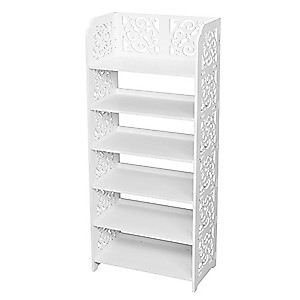 BILEK 6 Tiers Wooden Shoes Rack Free Standing Shoe Shelf Storage Organizer, Stable Structure & Strong Material, for Convenient Shoe Organization,White(16.54" x 9.45" x 38.19")