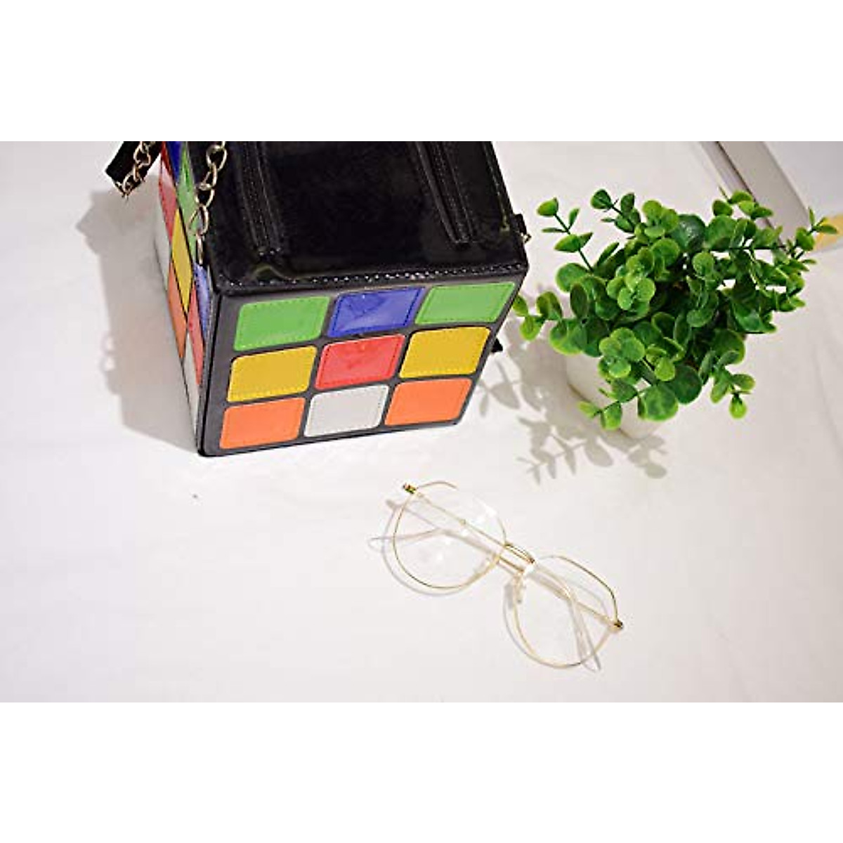 Women's Cute cube Shape Handbag Magic Shoulder Bag Clutch Bag, Colorful, 15x15x15