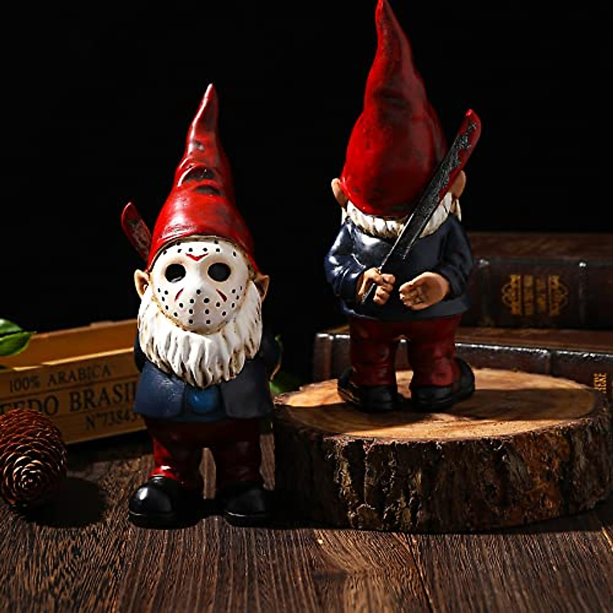 ULUZE Garden Gnomes Halloween Decorations Indoor for Home Horror Decor Funny Gnome 8" Tall - Red