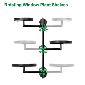 YFFSRJDJ Rotating Window Plant Shelves Indoor, 3-tier Metal Plant Stand, Wall Plant holder, Window Plant Shelf for Multiple Plants indoors, Window Sill Gifts for Plant Lovers to Enhance Home Decor