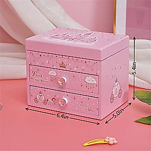 Cokosing jewelry box for girls music boxes for girls kids jewelry box girls jewelry box with 2 Pull Out Drawers, Fairy Princess and Castle Design,Deliver a shiny crown,Upgraded music box.