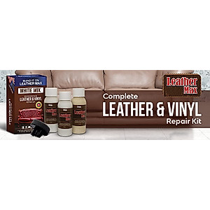 Leather Max Quick Blend Refinish and Repair Kit White, Restore Couches, Recolor Furniture & Repair Car Seats, Jackets, Sofa, Boots 3 Color Shades to Blend with/Leather Vinyl and More (White Mix)
