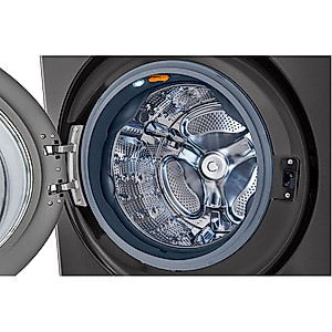 LGE WKEX200H Single Unit Washtower With Center Control 4.5 Cu.Ft. Front Load Washer & 7.4 Cu.Ft. Electric Dryer (Black Steel)