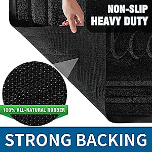 Welcome Door Mat for Indoor Outdoor, 17"x29" Durable Front Door Mat Entryway Rug for Patio, Garage, High Traffic Areas, Grey