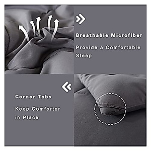 DOWNCOOL King Size Comforter Set -All Season Bedding Comforters Sets with 2 Pillow Cases -3 Pieces Bed Set Down Alternative King Bedding Set -Grey King Comforter Set(102"x90")