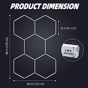 GooComfy Modern Hexagon LED Garage Light Fixture, 120W 13200LM 25 Pack Honeycomb Ceiling Light for Garage, Basement, Gaming Room, Warehouse, Gym, 5 Hexagon