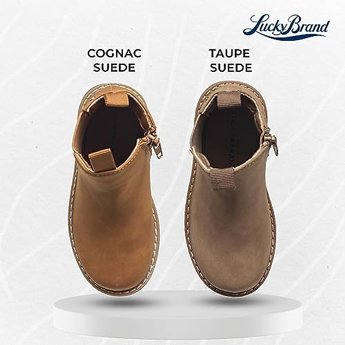 Lucky Brand Chelsea Boots for Girls - Outdoor Side Zipper Comfortable Girls Ankle Boots - Stylish Little Girl Boots with Anti-Slip Outsole in Taupe Size 13 Little Kid