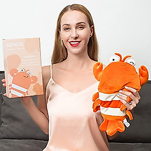 Infowush Microwave Wireless Heating Pad for Pain Relief,Lobster Plush Heating Pad with Removable Lavender Scented, Heatable Stuffed Animal,Hot Therapy for Cramps,Back,and Neck Orange