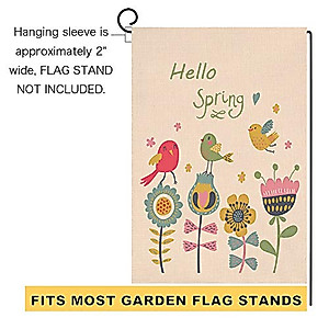 BLKWHT Hello Spring Garden Flag Vertical Double Sided 12.5 x 18 Inch Easter Bird Floal Yard Decor