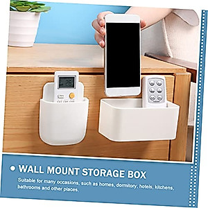UPKOCH 4pcs Wall Storage Box Makeup Organizer Case Self Adhesive Media Box Kitchen Adhesive Box Wall Mounted Shelves Bathroom Shower Shelf Wall-mounted Storage Case Makeup Organizer Stand