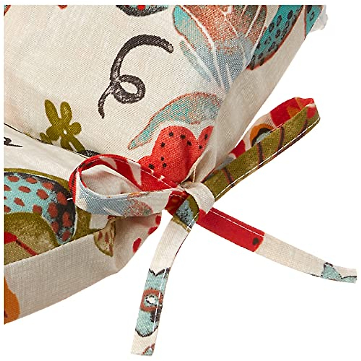 Pillow Perfect Outdoor/Indoor Alatriste Ivory Squared Corners Chair Cushion, 36.5" x 18" x 3”, Floral,Green