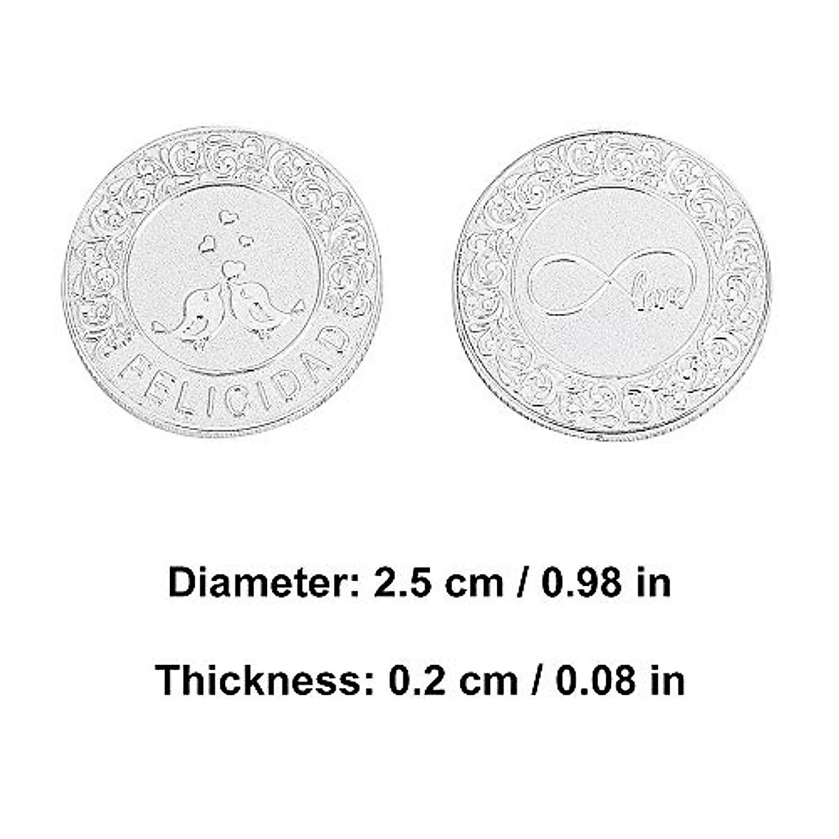 TINGKU Spanish Silver Wedding Unity Coins Set Arras de Boda Wedding Arras Coins Ceremony Souvenirs Accessories with Heart Shaped Box